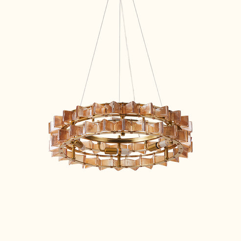 Mid-Century Modern Layered Teal Glass Chandelier – Tinuse Light
