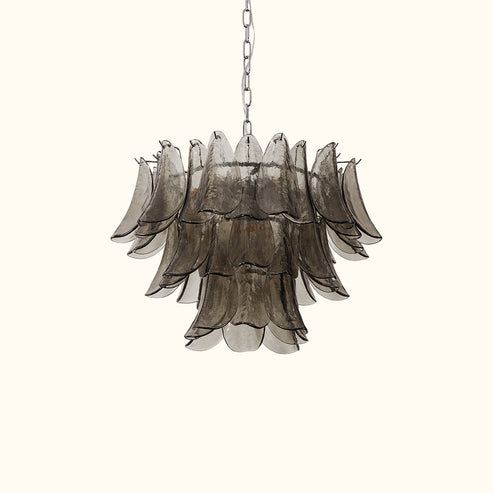 Modernist Feather Chandelier in Murano Smoked Topaz Glass – Tinuse Light